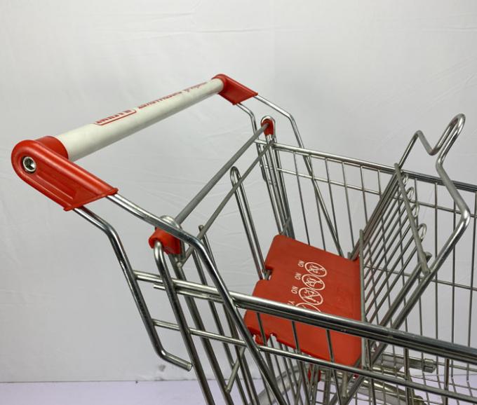 CE 125L Supermarket Shopping Trolley With Metal Wire Spacer 4" PU Wheels
